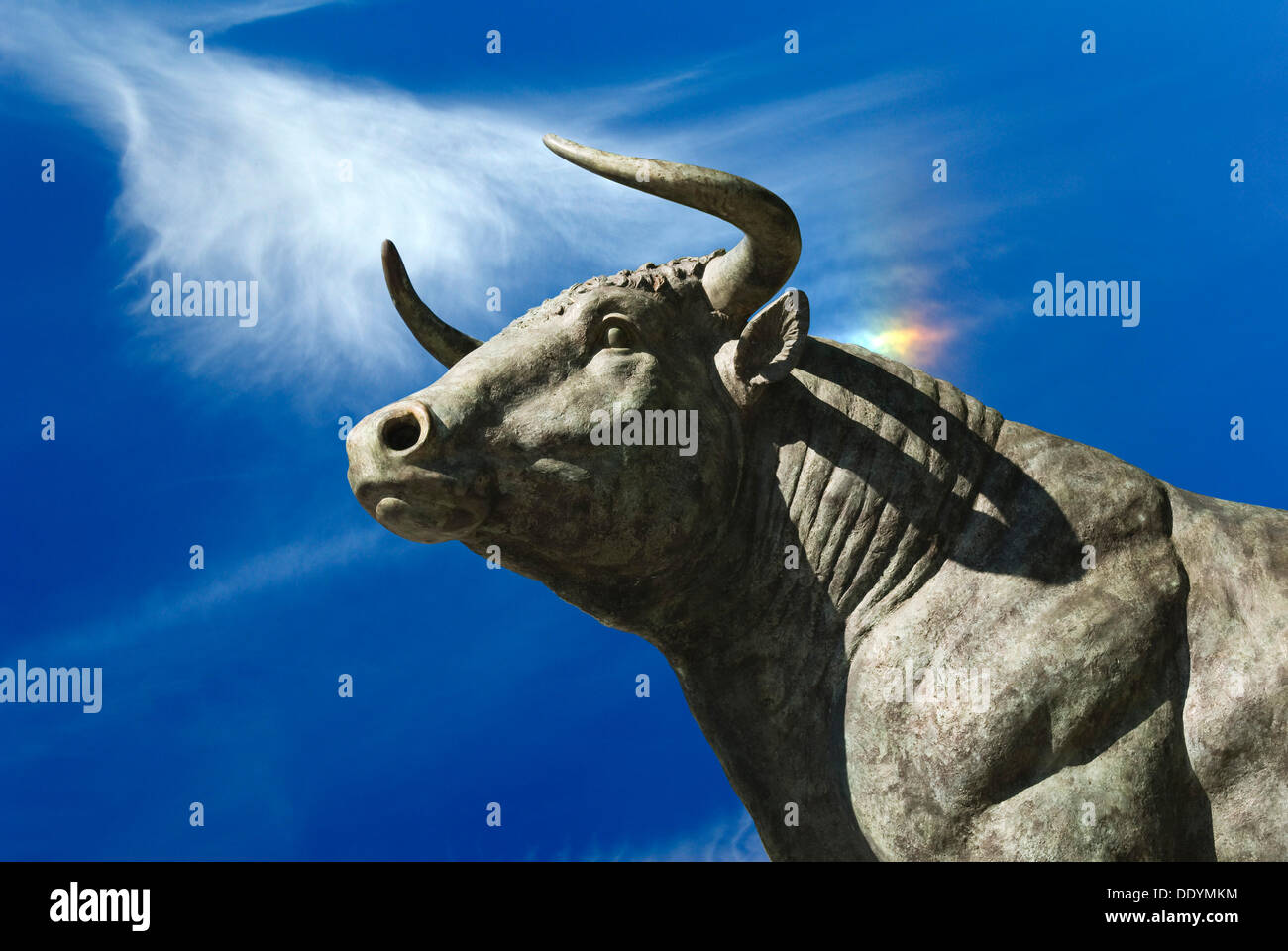 Sculpture of a bull, symbolic image for the stock market rally, bull ...