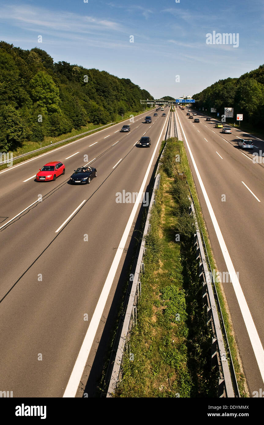 View from a motorway bridge over the A96 motorway near Munich-Laim with ...