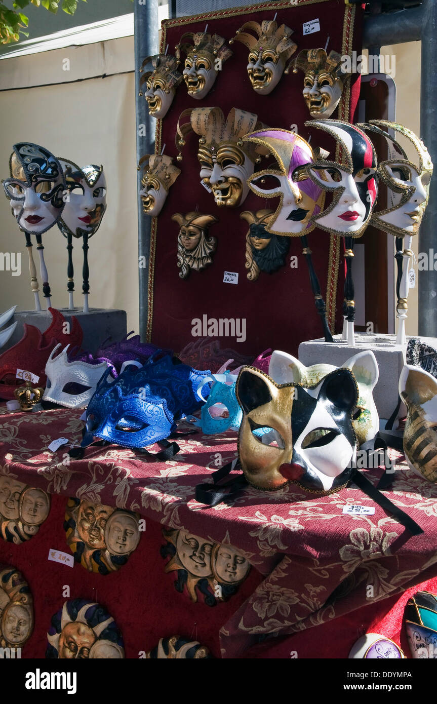 Market stall from Venice with all kinds of masks, Venetian Fair ...