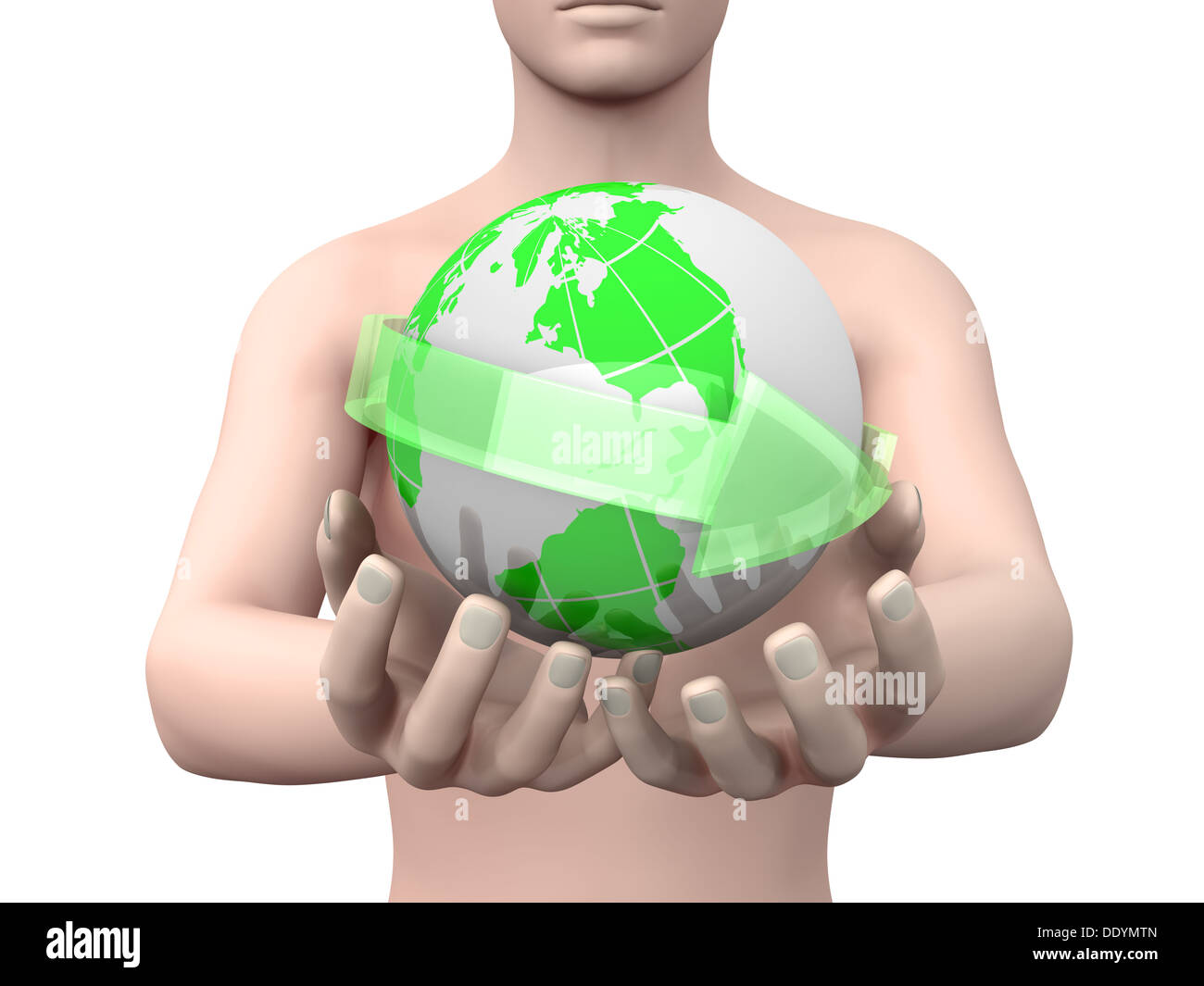 Holding the world in your hands. 3D rendered illustration. Isolated on ...