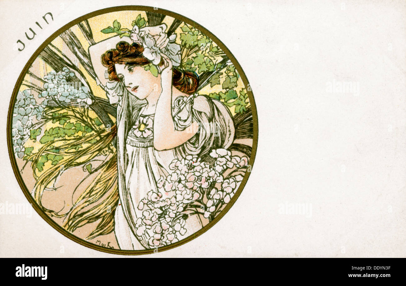 'June', 1900. Artist: Alphonse Mucha Stock Photo - Alamy