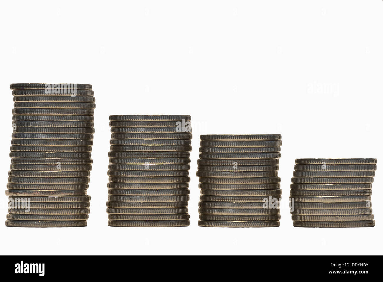 Pile of coins isolated on white Stock Photo - Alamy