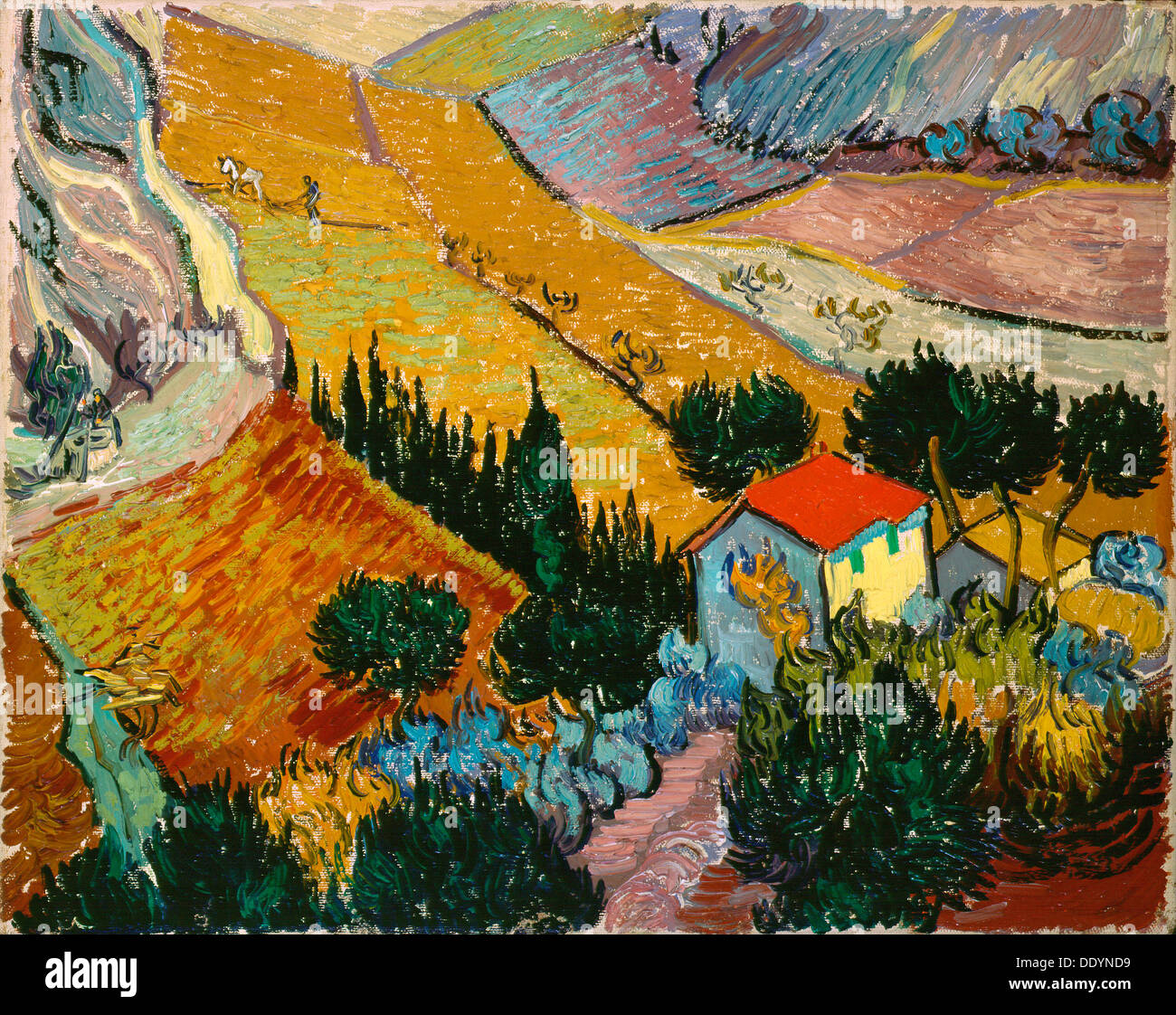 'Landscape with House and Ploughman', 1889. Artist: Vincent van Gogh ...