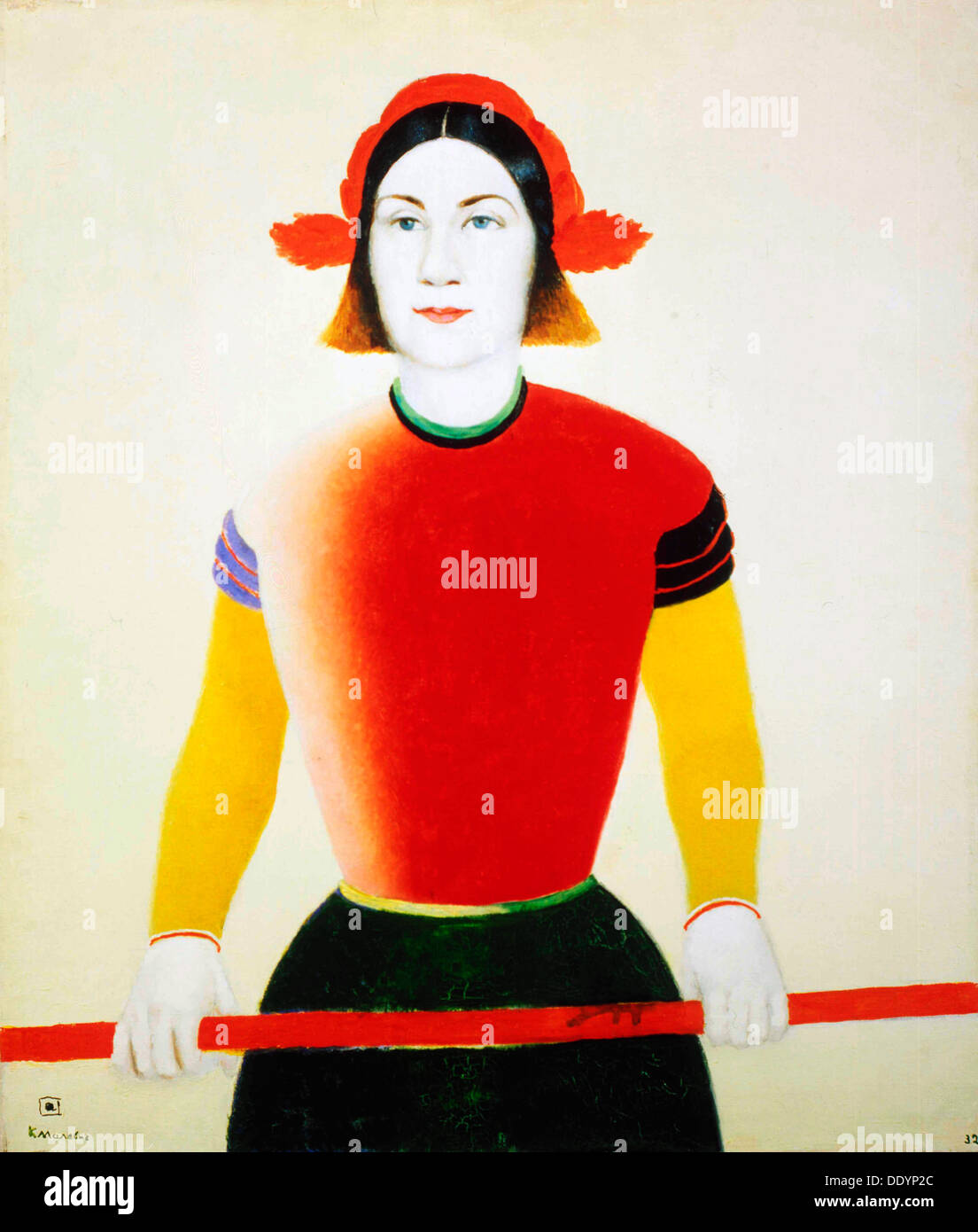 'A Girl with a Red Pole', 1932-1933. Artist: Kazimir Malevich Stock ...