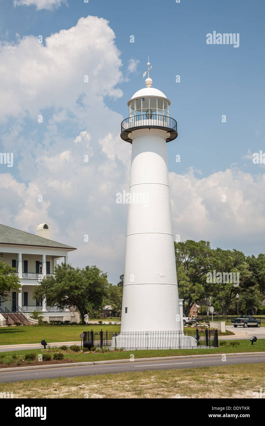 Biloxi Lighthouse on Highway 90 on the Gulf of Mexico in Biloxi, Mississippi Stock Photo - Alamy