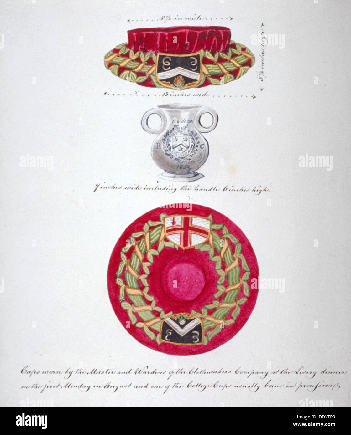 Caps worn by the Master and Wardens of the Company of Clothworkers ...