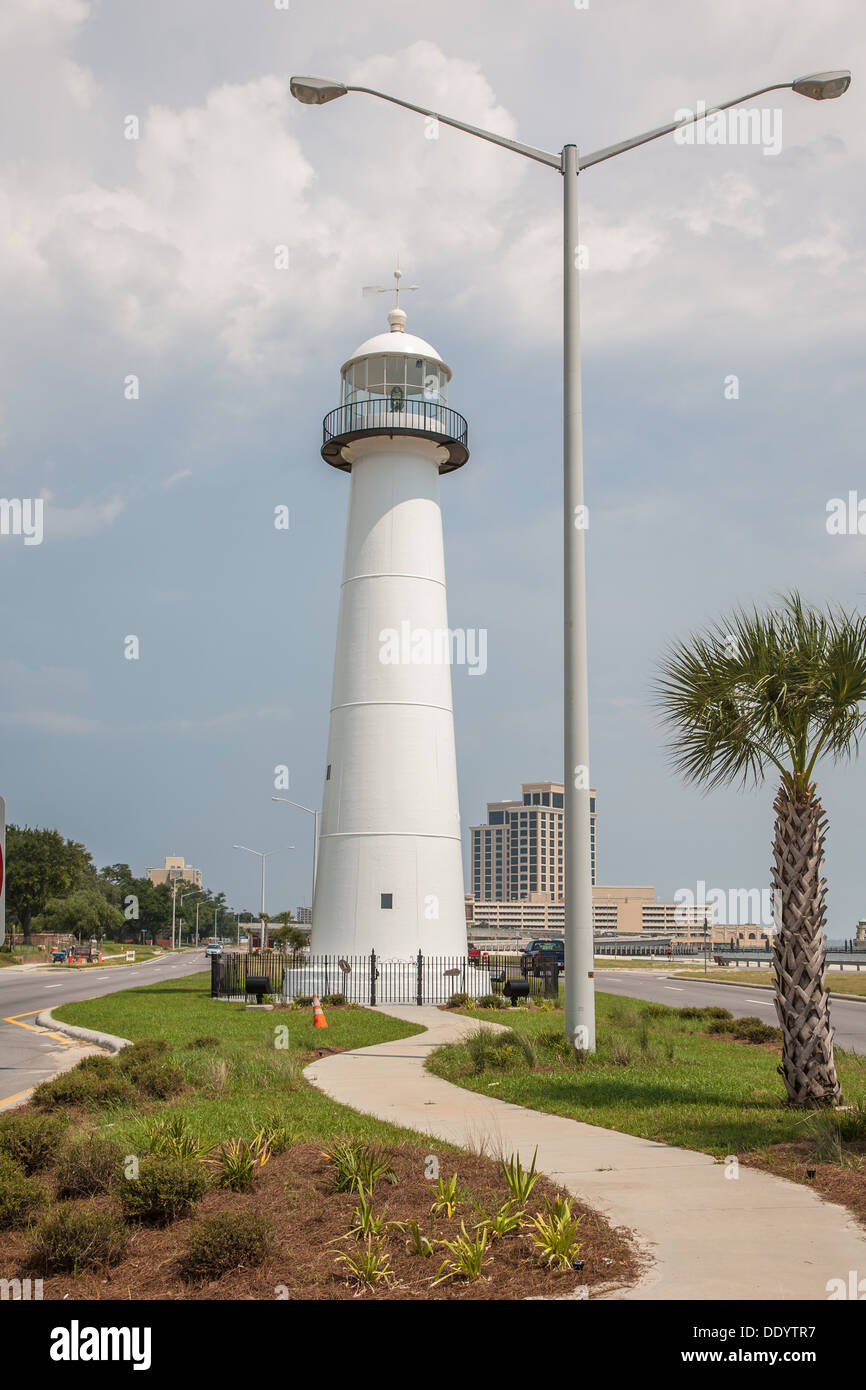Biloxi Lighthouse on Highway 90 on the Gulf of Mexico in Biloxi ...