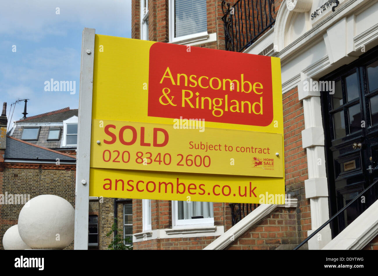 Ansscombe and Ringland 'Sold' estate agent sign outside a house in ...