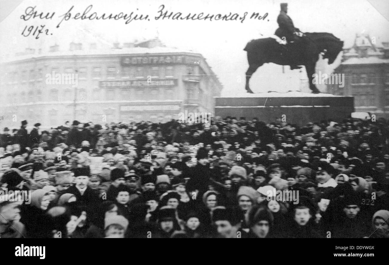 Crowds on Znamenskaya Square, Petrograd, Russia, February Revolution ...