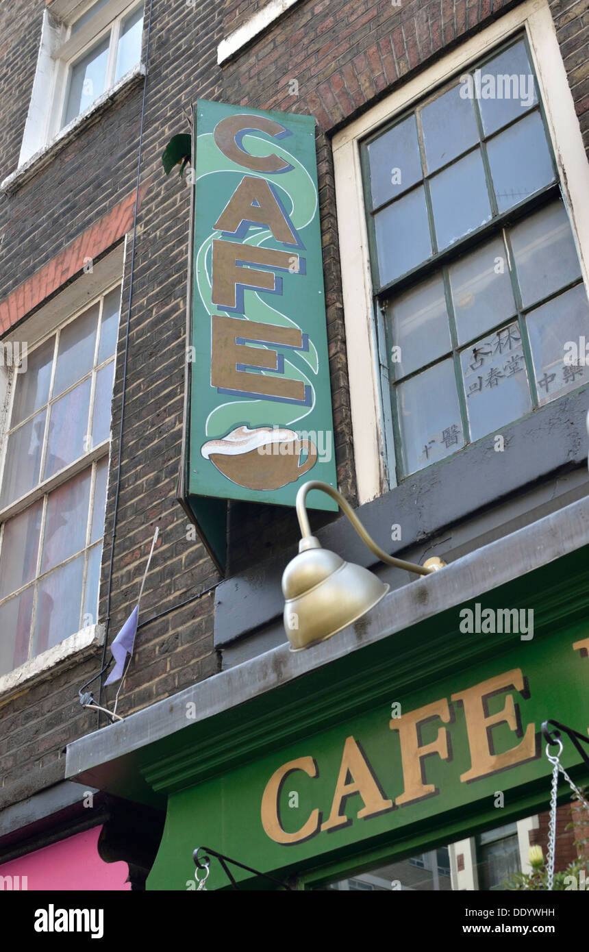 Cafe signs, Soho, London, UK Stock Photo - Alamy