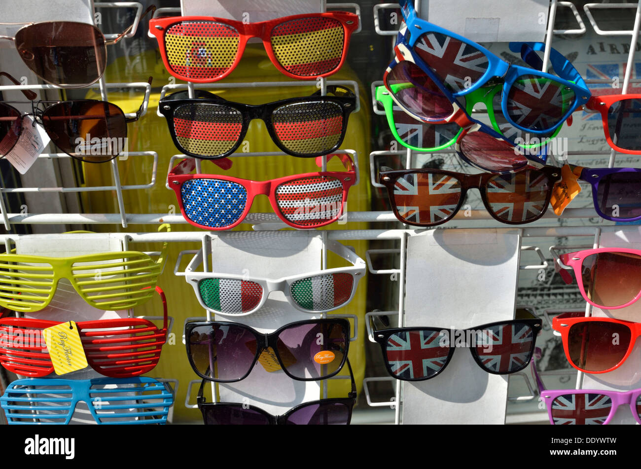 Colourful sunglasses on a stall, Oxford Street, London, UK Stock Photo ...
