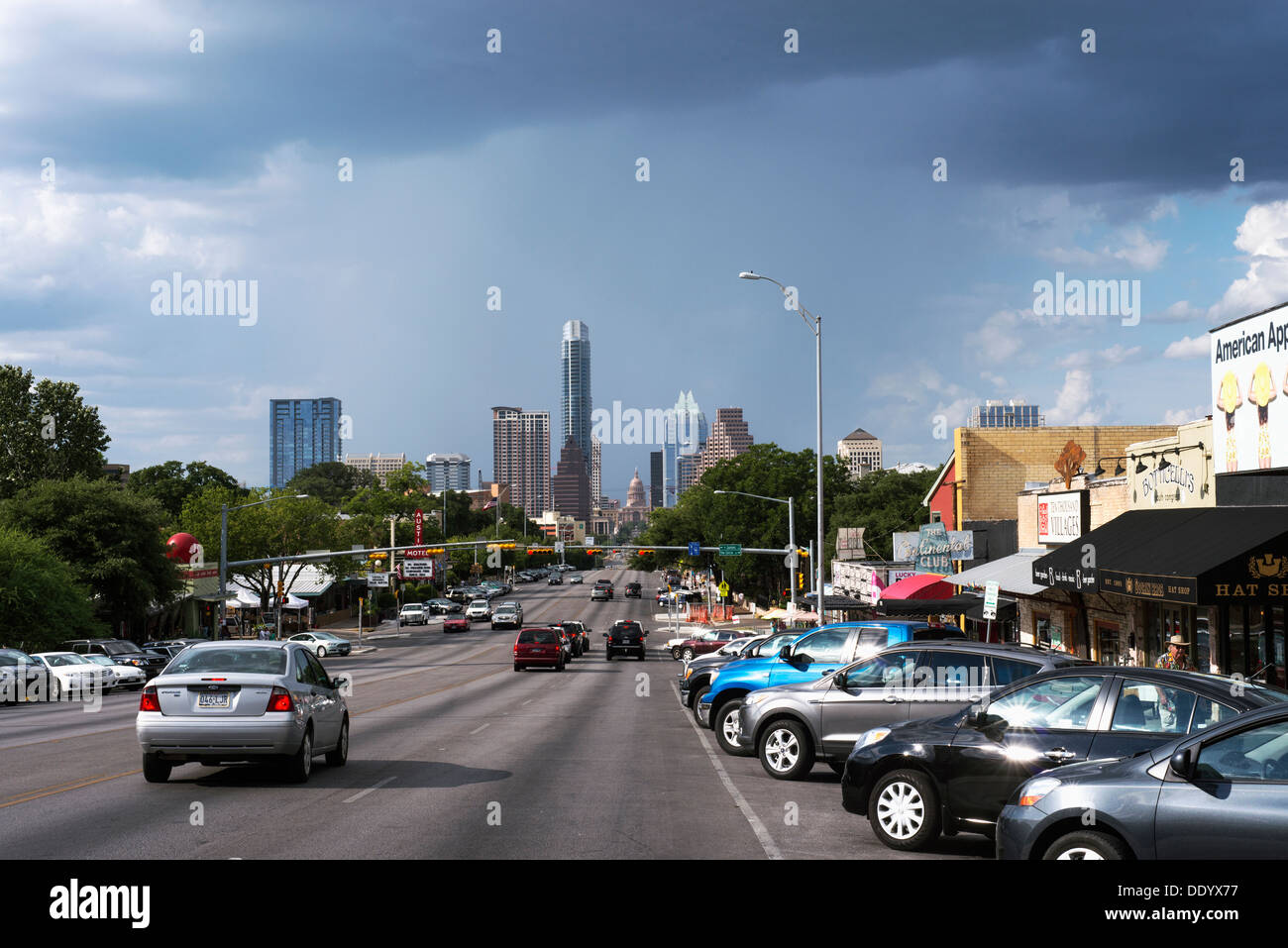 A view of downtown Austin from South Congress Avenue Stock Photo - Alamy