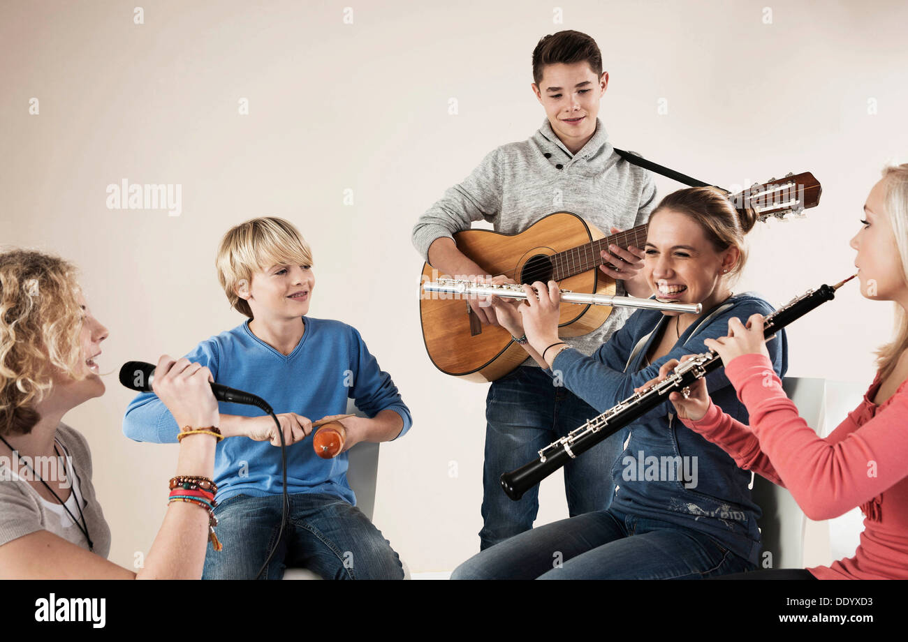 Teenagers making music together Stock Photo - Alamy