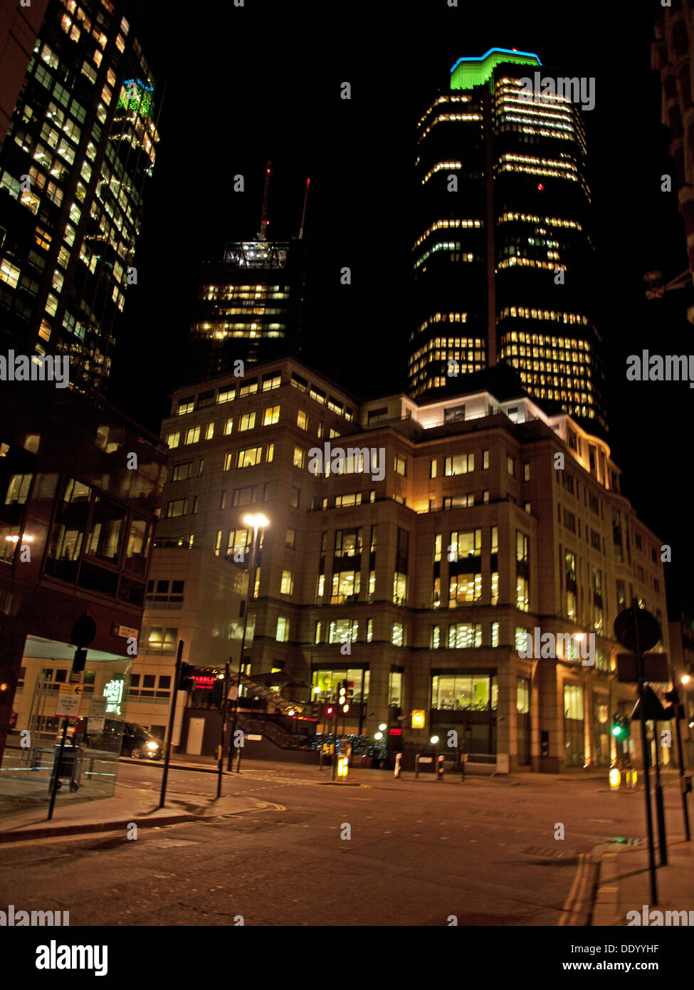 View of Tower 42 at night, the second-tallest skyscraper in the City of ...