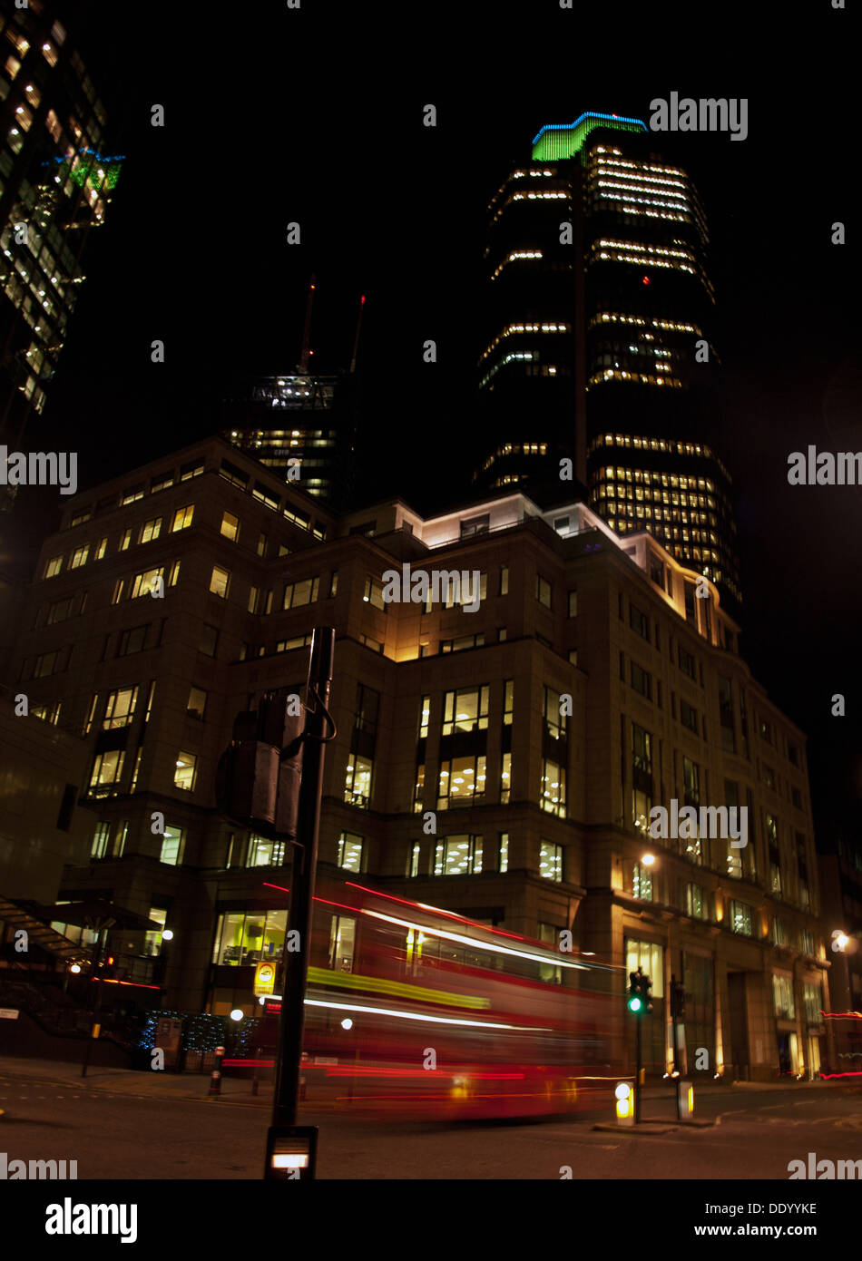 View of Tower 42 at night, the second-tallest skyscraper in the City of ...
