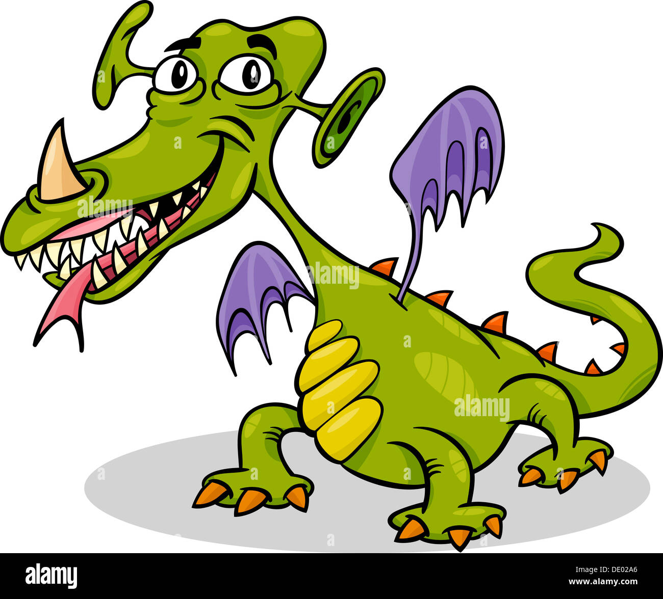 Cartoon Illustration of Funny Monster or Fright or Fantasy Dragon Stock ...