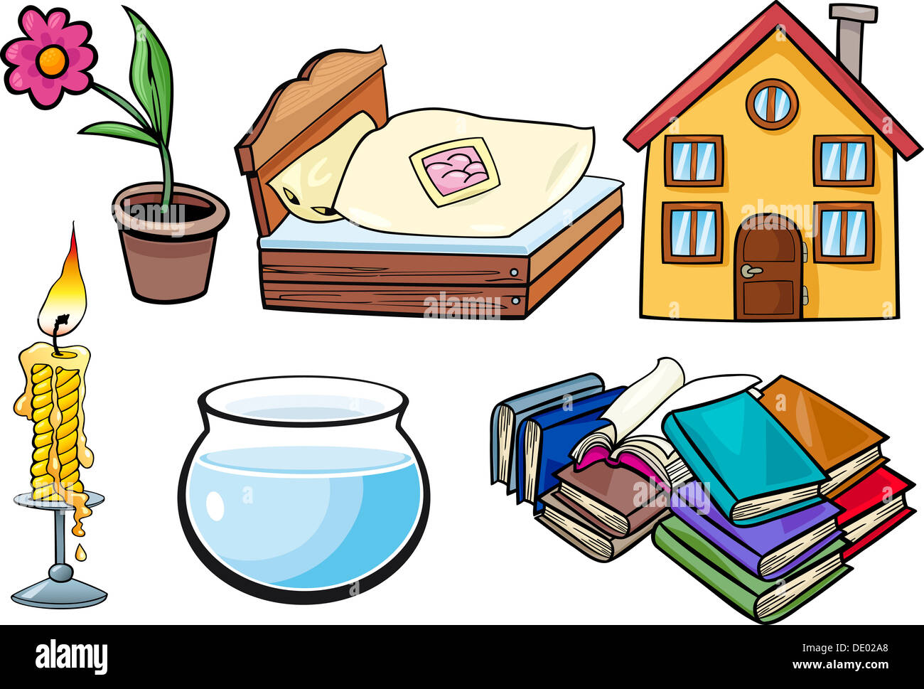 Cartoon Illustration of Household and Every Day Objects Clip Art Set ...
