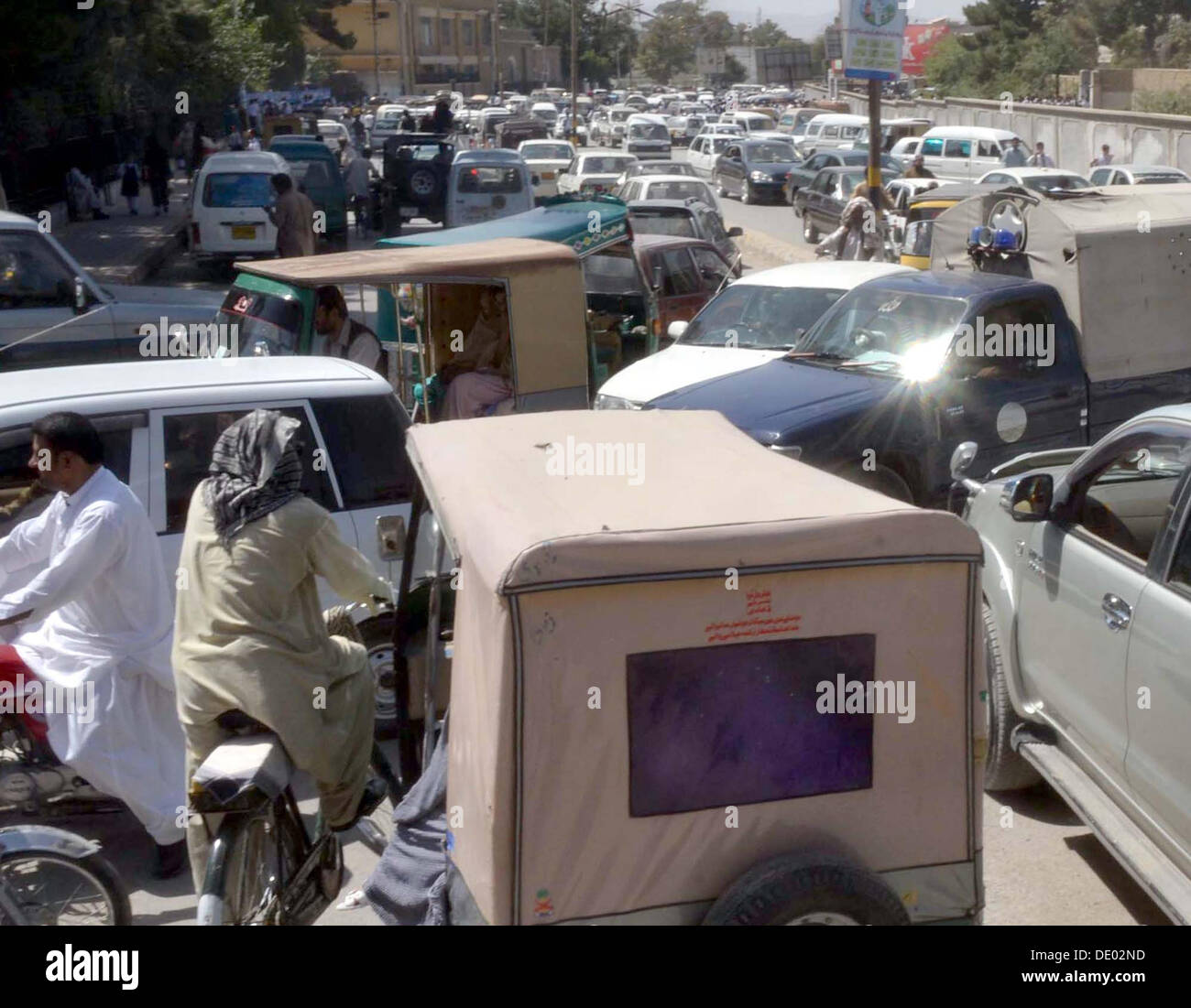 A large number of vehicles stuck in traffic jam as the traffic police ...
