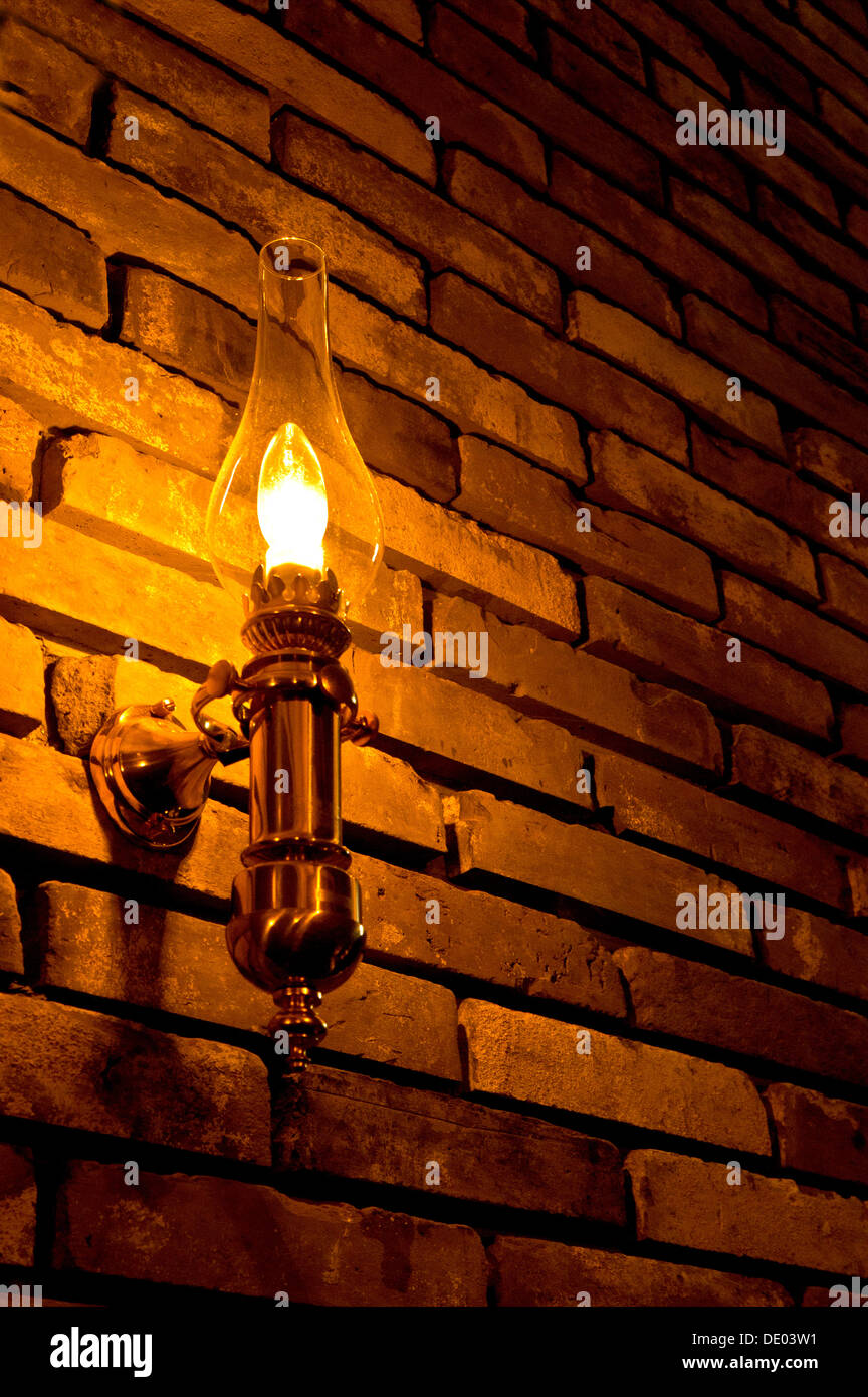 Bracket light and brick wall Stock Photo - Alamy