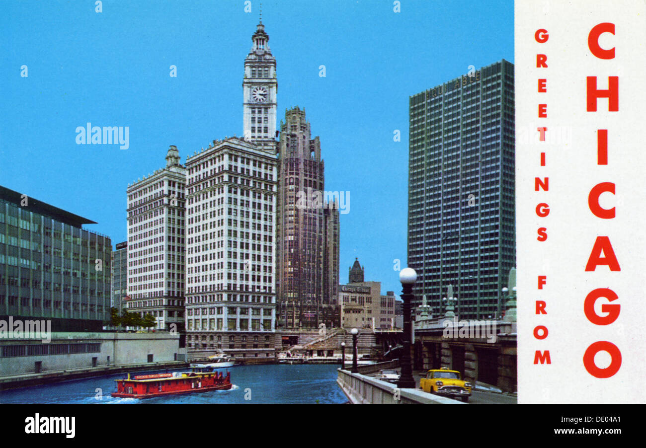 'Greetings from Chicago', postcard, 1965. Artist: Unknown Stock Photo ...