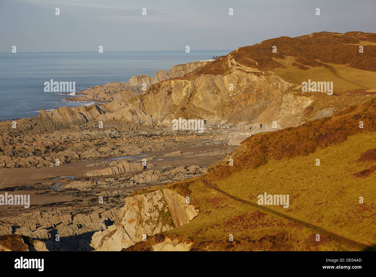 Bull Point, seen across Rockham Bay, Mortehoe, near Woolacombe, near ...