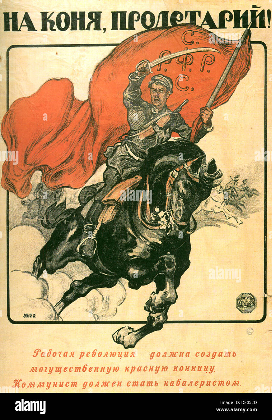 'To Horse, Proletarian!', poster, 1918. Artist: Alexander Apsit Stock ...