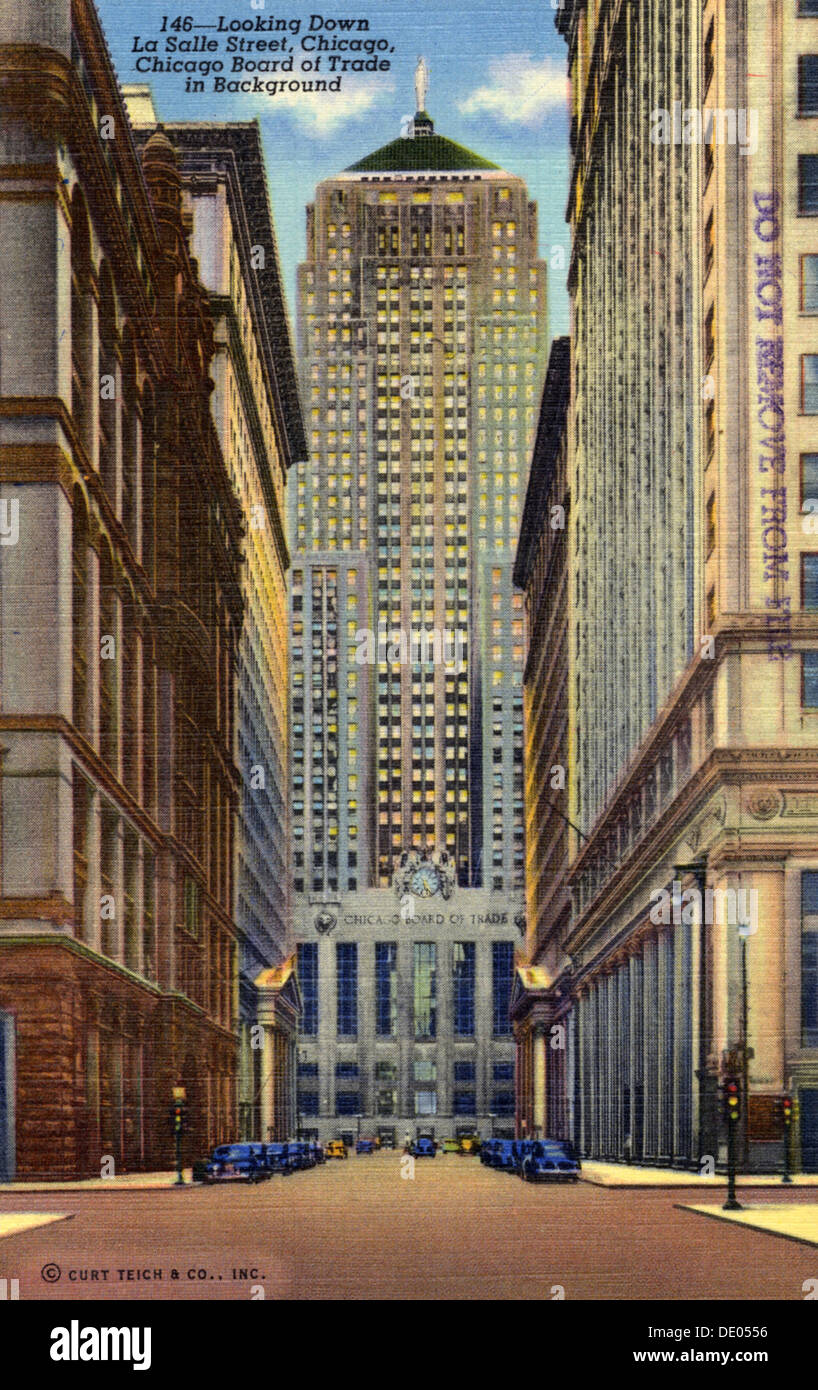 Looking down LaSalle Street, Chicago, Illinois, USA, 1941. Artist ...