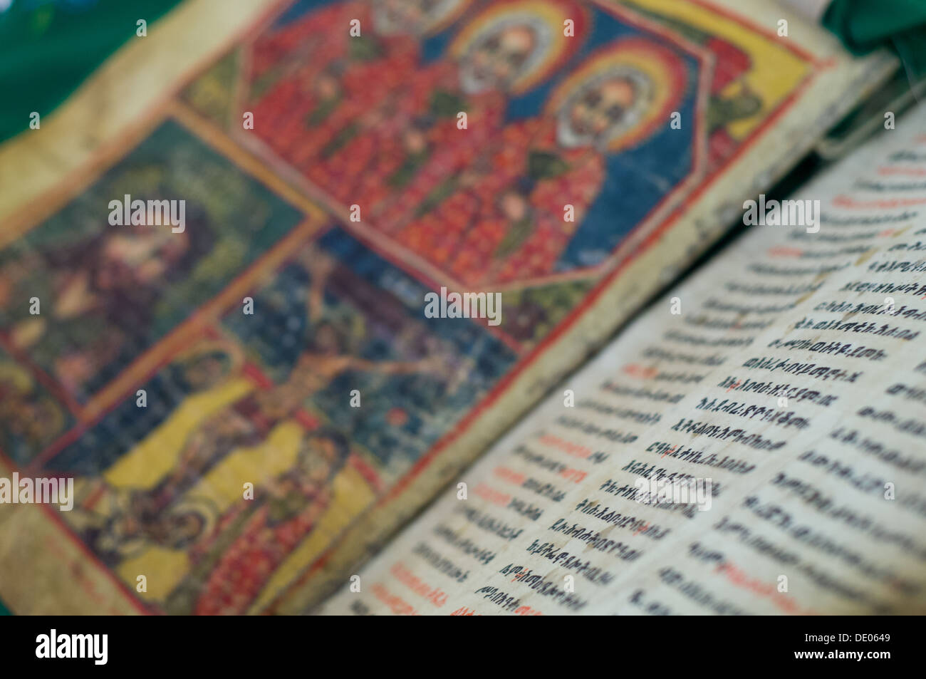 Ancient illuminated bible, written in the Ge'ez , in the new St Mary of ...