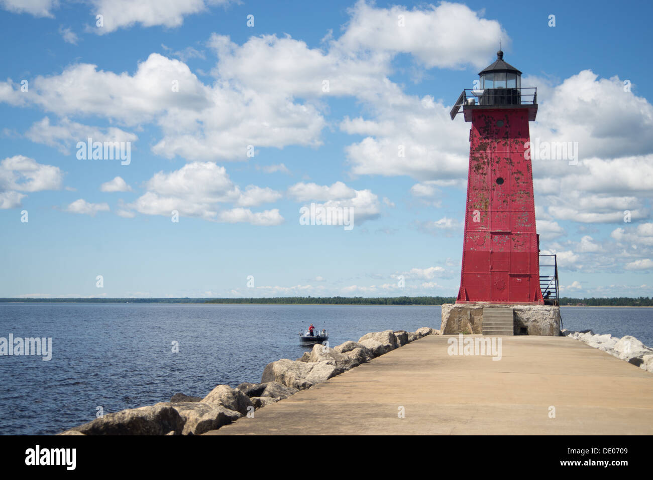 Manistique East Breakwater lighthouse, Manistique, Michigan Stock Photo ...