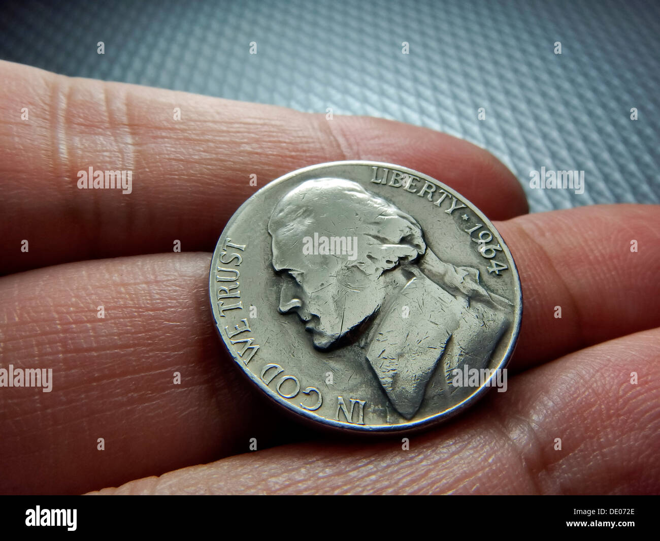 US Dollar Coins on finger Stock Photo - Alamy