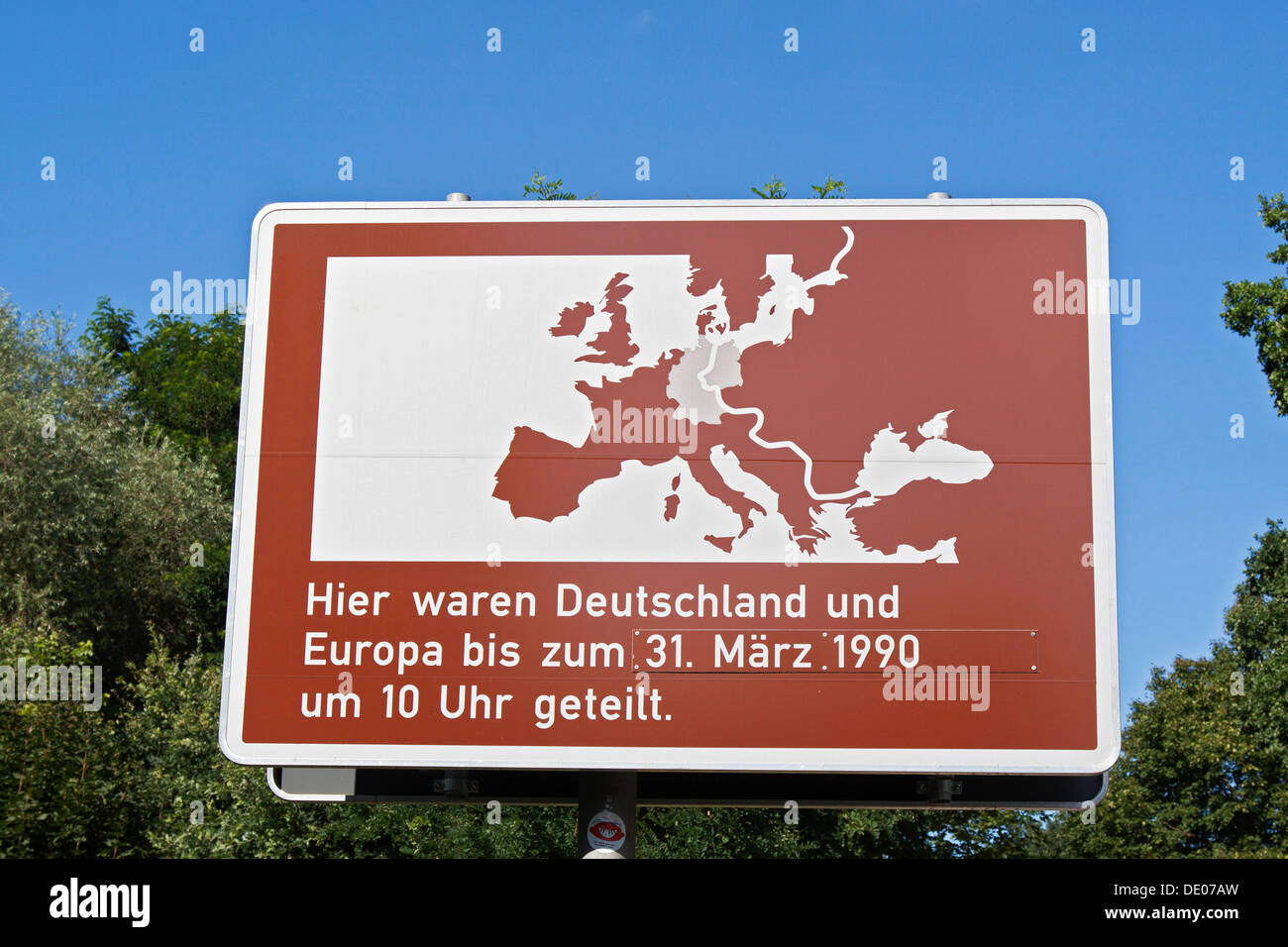 Information board, sign, here Germany and Europe were divided until ...