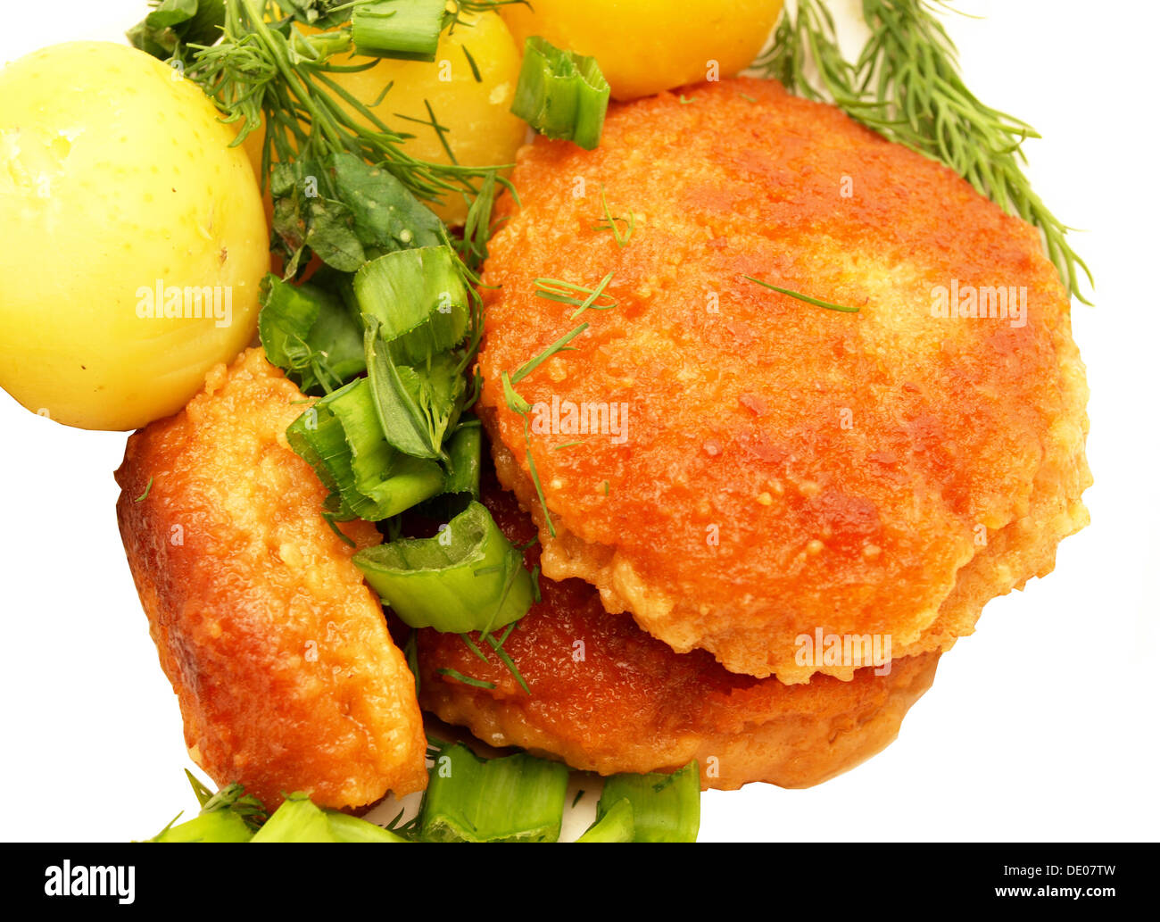 Cutlets on a white background Stock Photo - Alamy