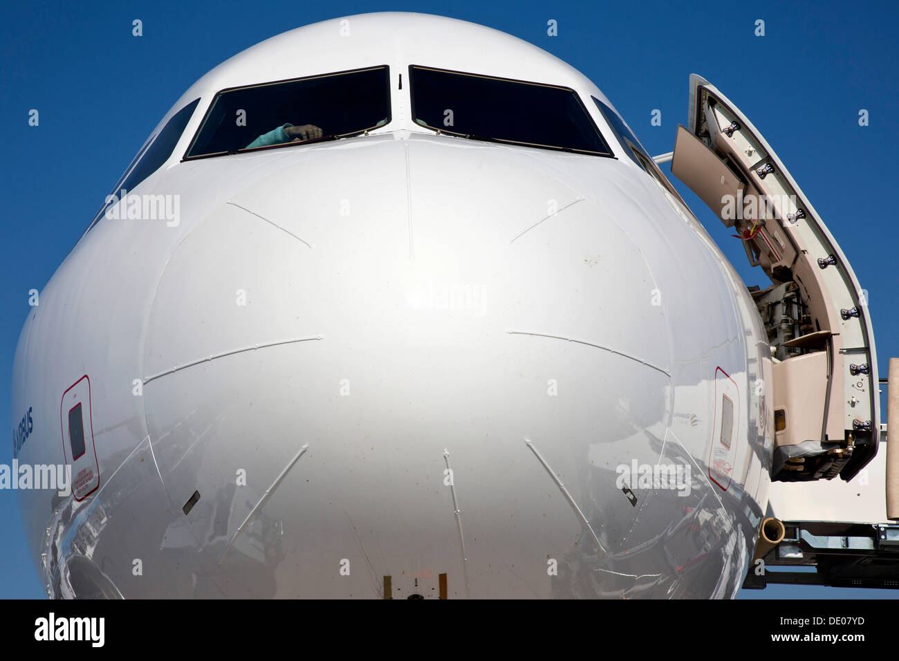 Bow and cockpit of the Airbus A 320, ILA 2012, Berlin ExpoCenter ...