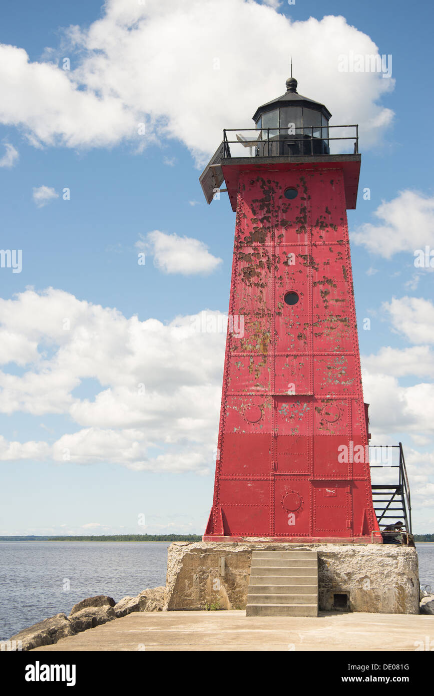 Manistique East Breakwater lighthouse, Manistique, Michigan Stock Photo ...