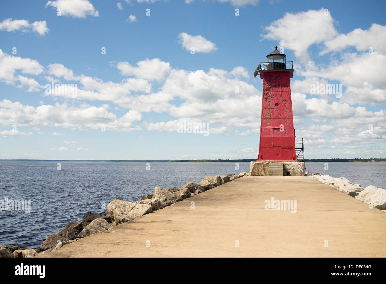Manistique East Breakwater lighthouse, Manistique, Michigan Stock Photo ...
