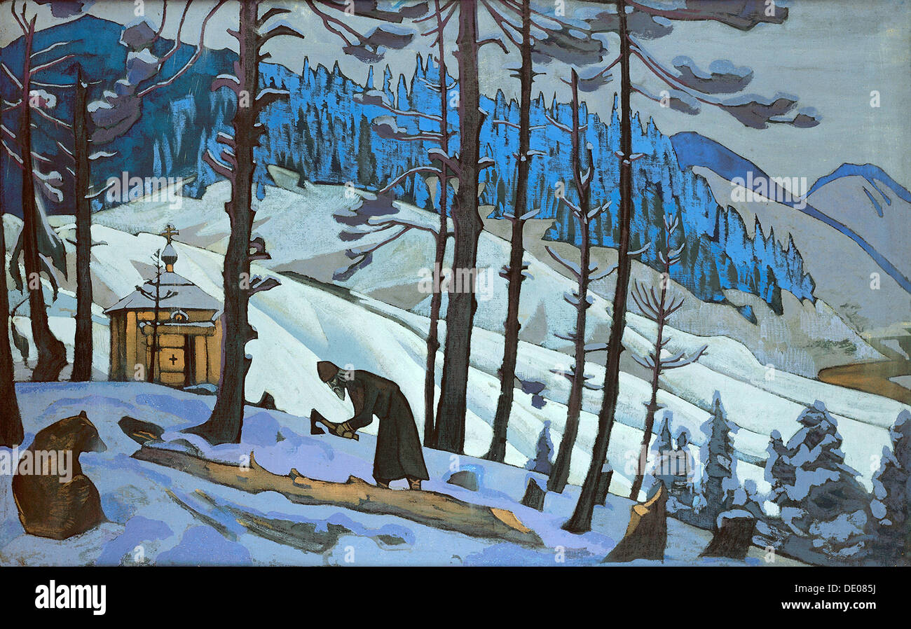 'Saint Sergius the Builder', 1925. Artist: Nicholas Roerich Stock Photo ...