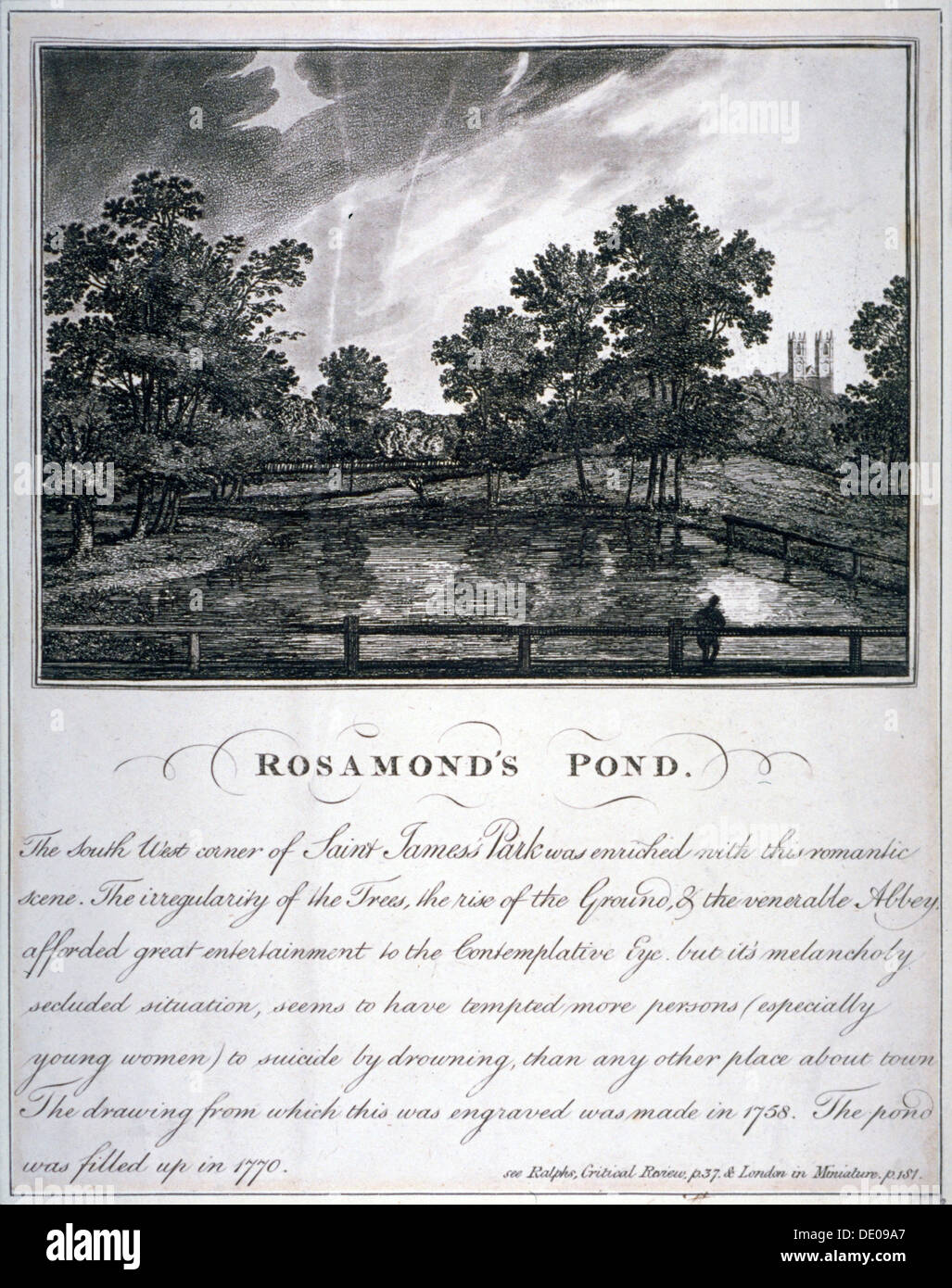 Rosamond's Pond, St James's Park, Westminster, London, 1791. Artist ...