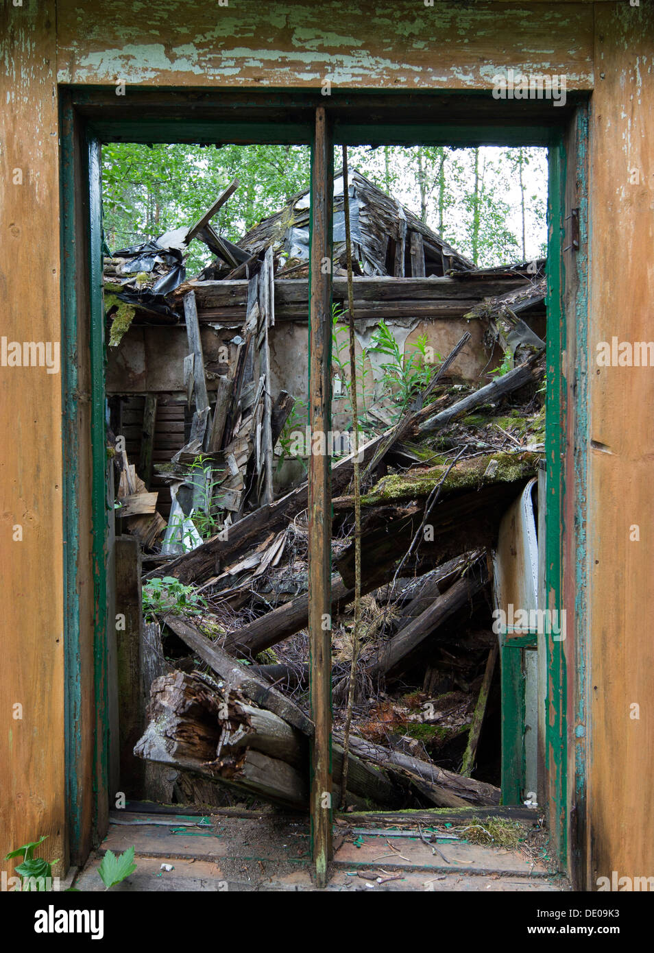 View to the interiors of a collapsed house , Finland Stock Photo - Alamy