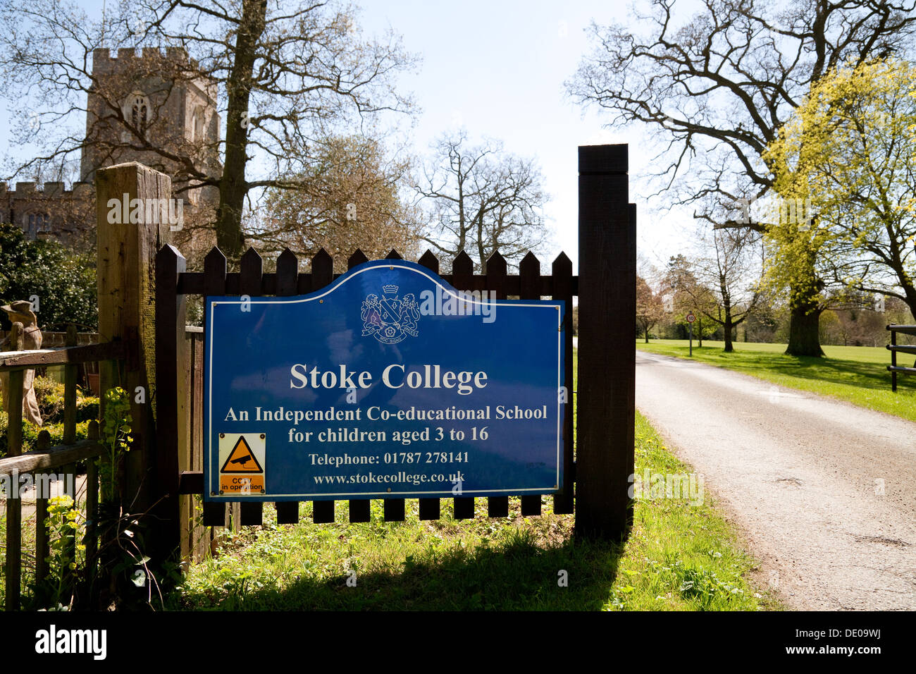 Sign at the Entrance to Stoke College, an independent school, Stoke by ...