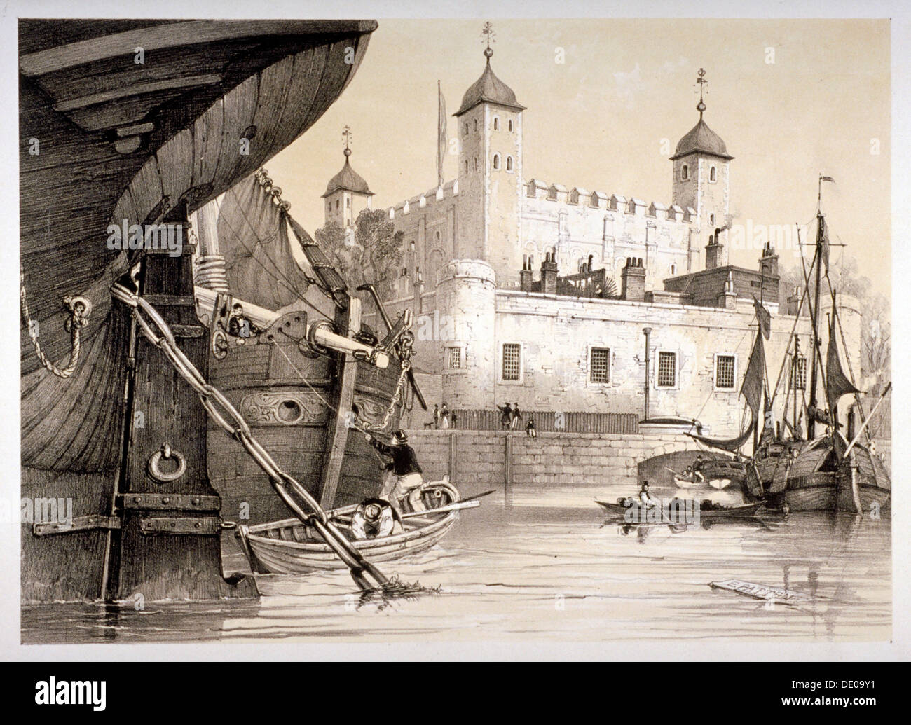 Tower of London, c1840. Artist: Edmund Patten Stock Photo - Alamy
