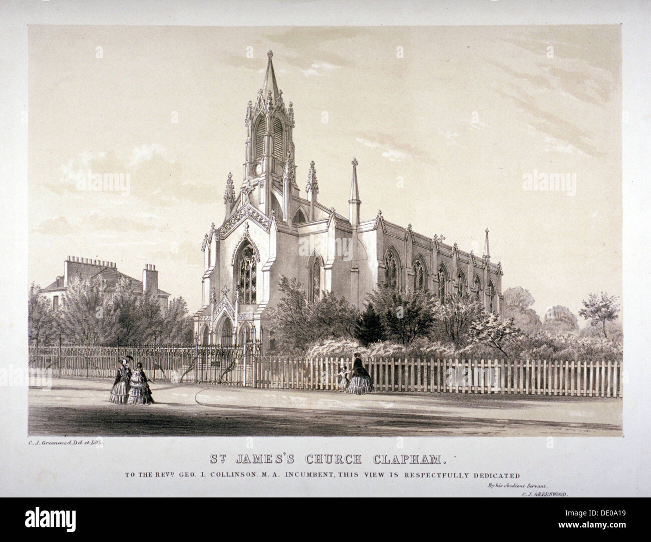 North view of the Church of St James, Clapham, London, c1850. Artist ...
