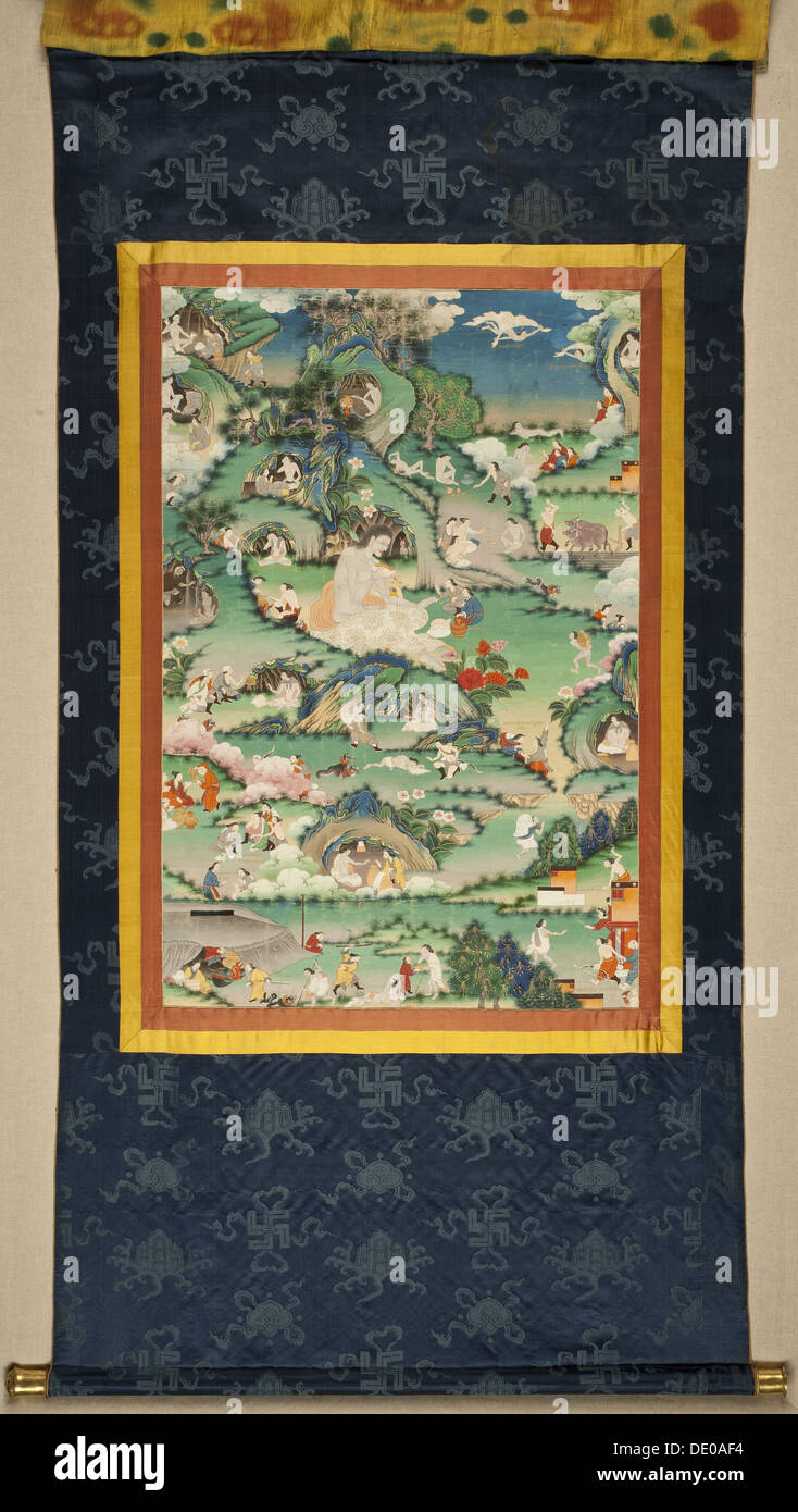 A scene from the life of Milarepa (Thangka), Late 18th cent.. Artist ...