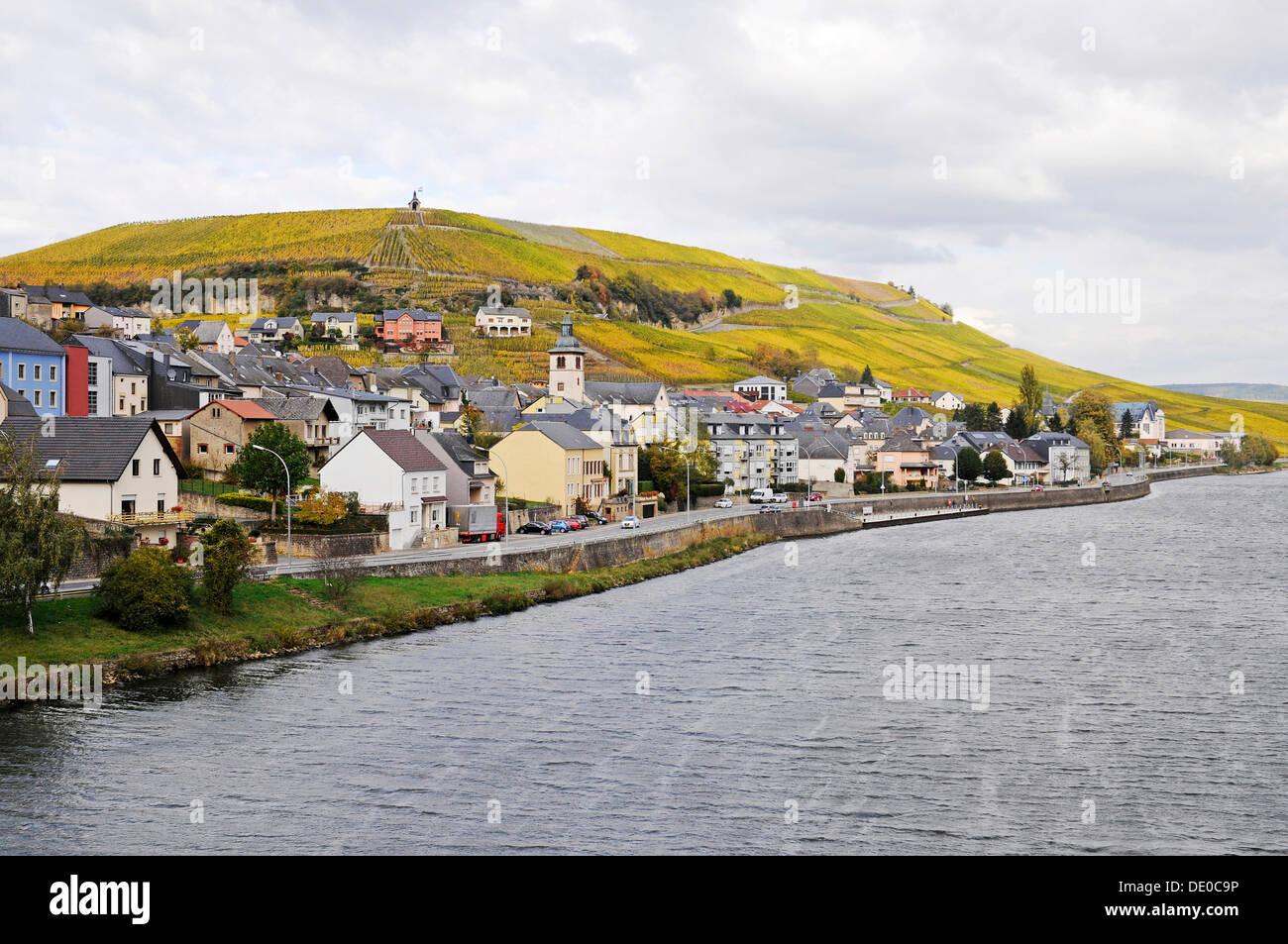 Wormeldange, Moselle River, wine region, Luxembourg, Europe ...
