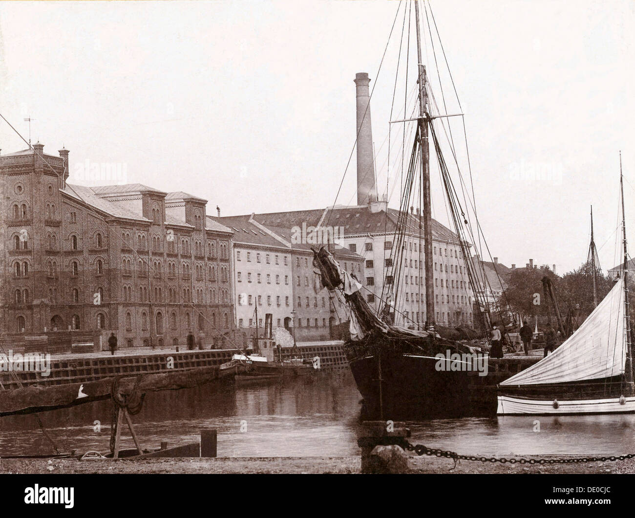 Sailing ship in the harbour of Landskrona, Scania, Sweden, c1890 ...