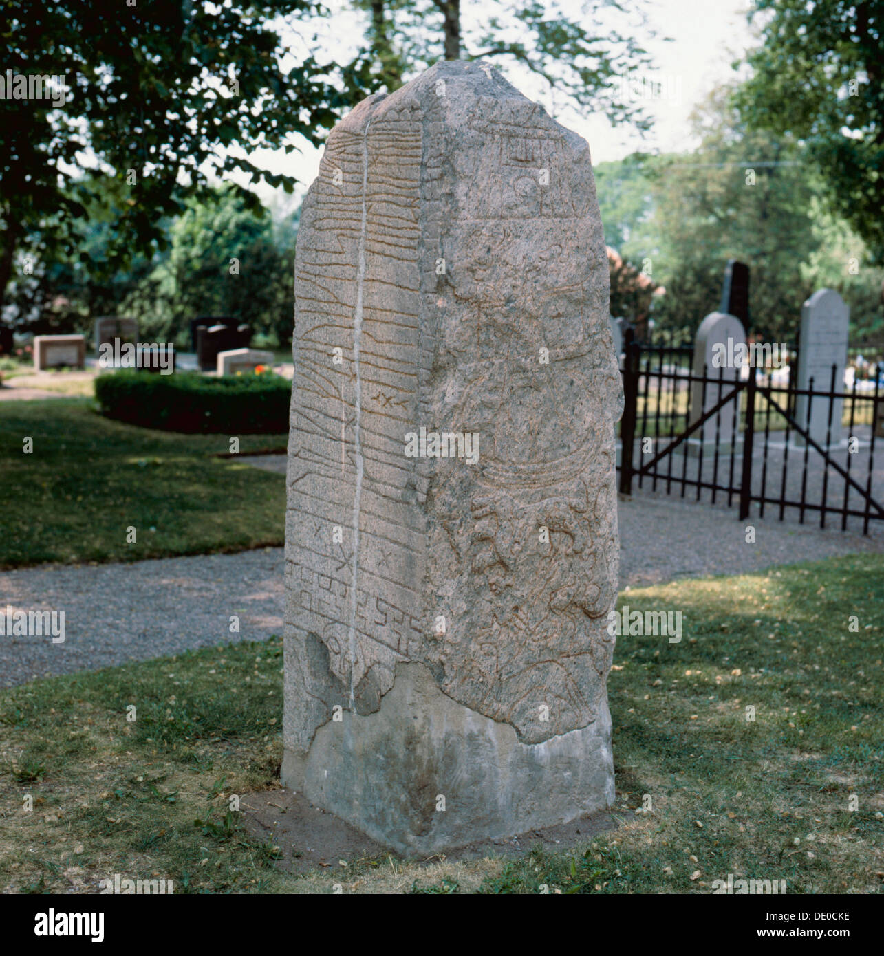 Runic stone at Sparlösa, Västergötland, Sweden. Artist: Unknown Stock ...