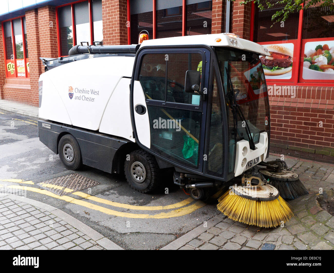 Road sweeper in Northwich Cheshire UK Stock Photo - Alamy