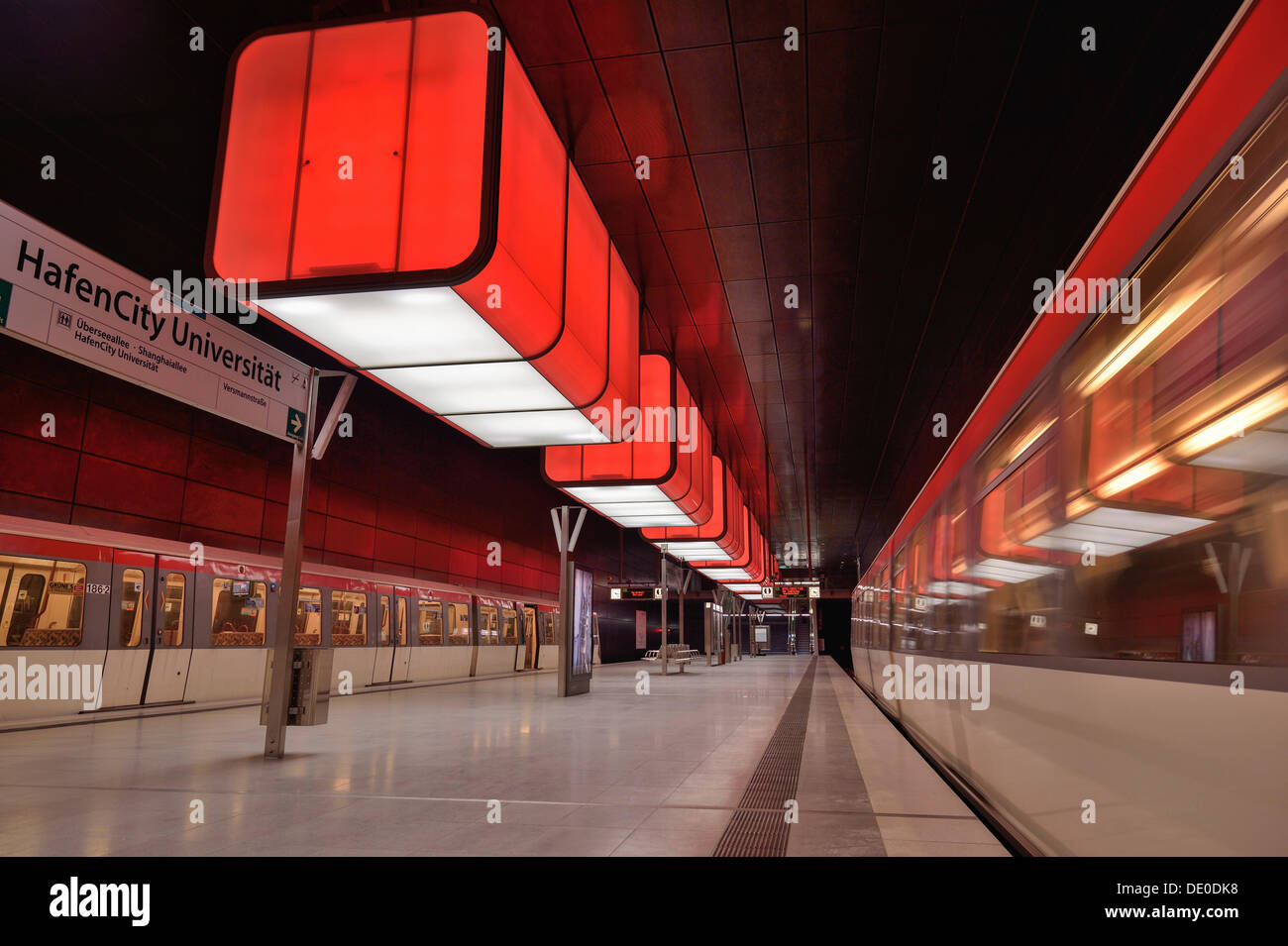 Light installation in the subway station "HafenCity University" of the ...