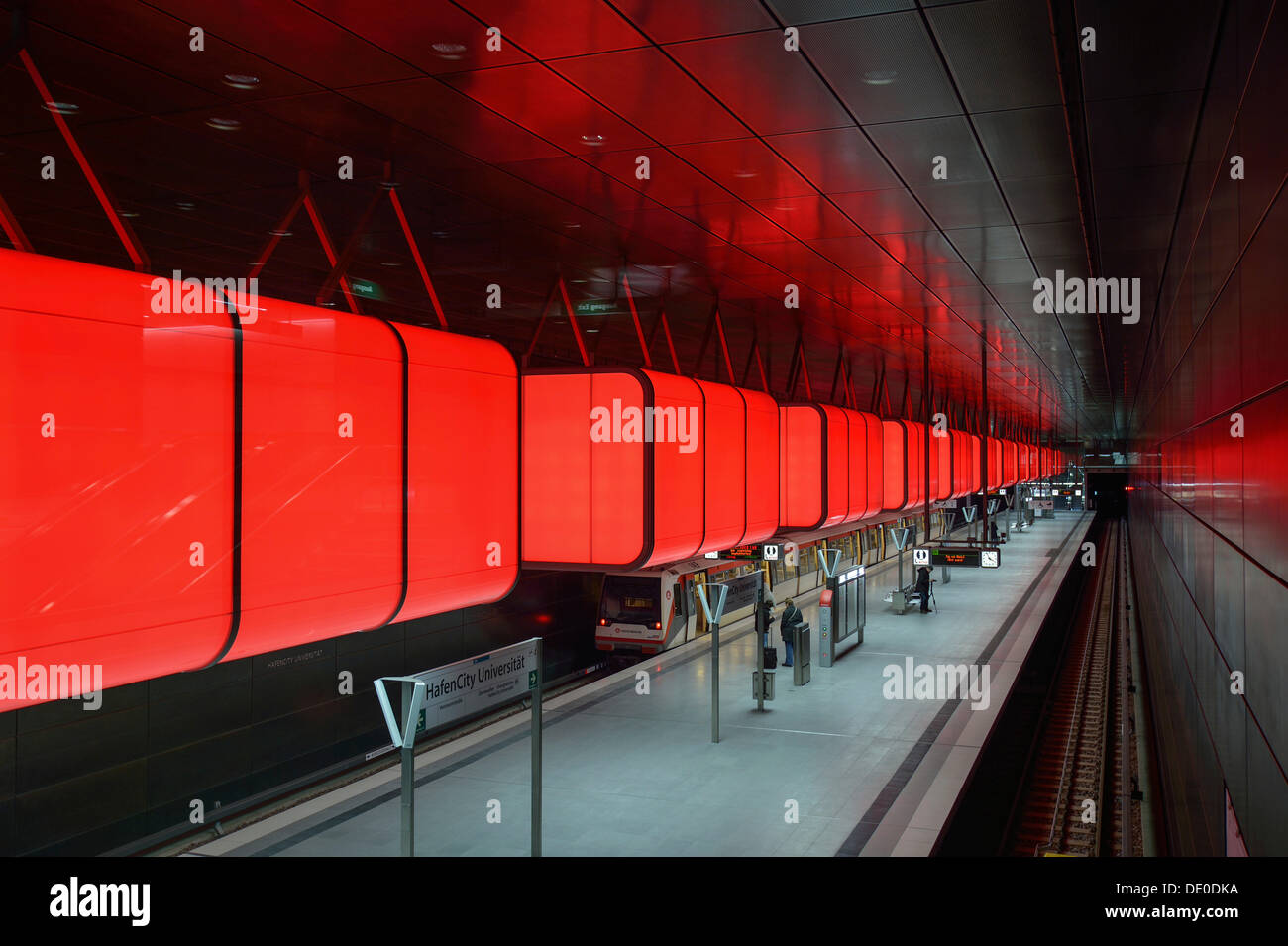 Light installation in the subway station "HafenCity University" of the ...