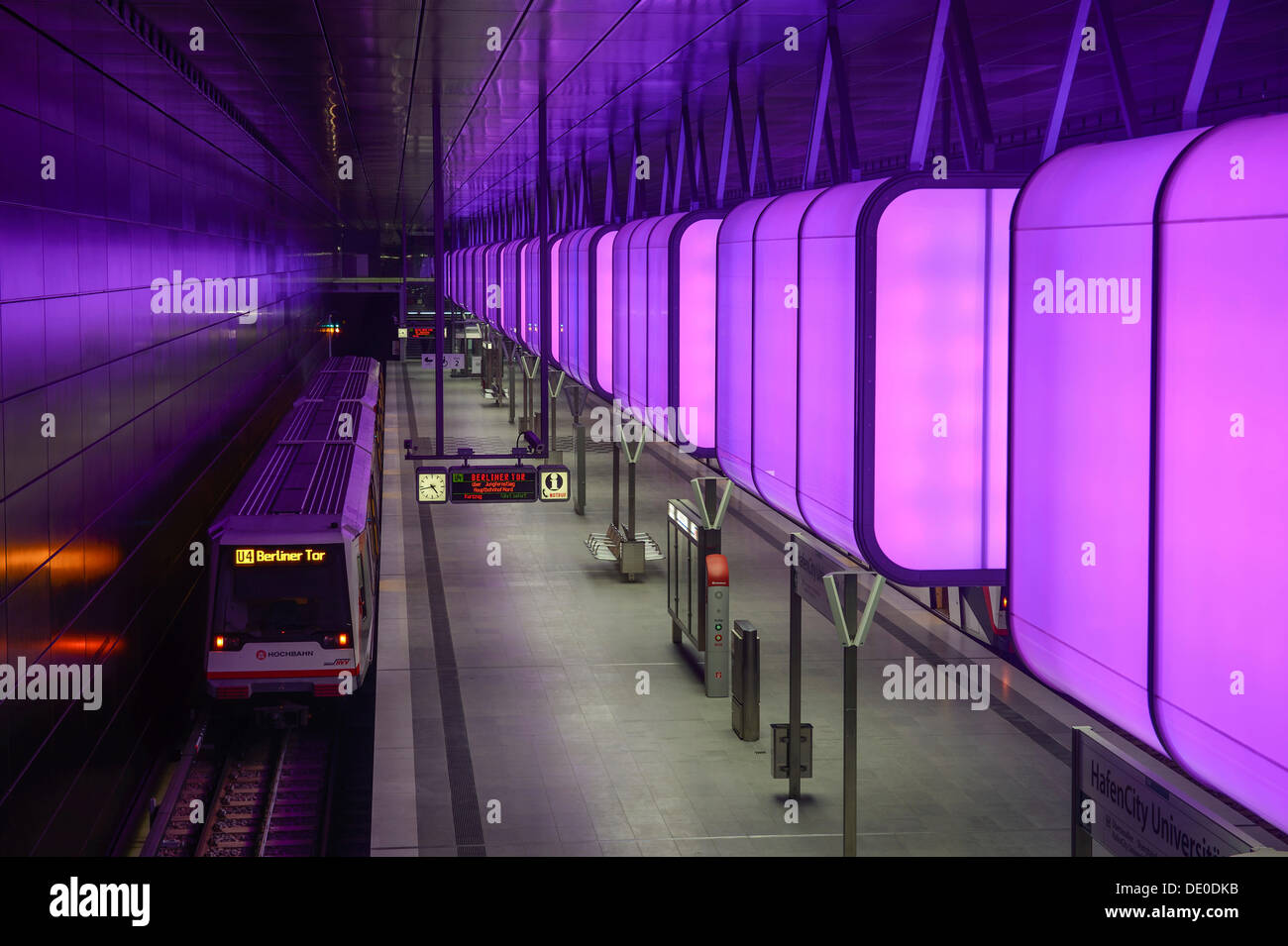Light installation in the subway station "HafenCity University" of the ...