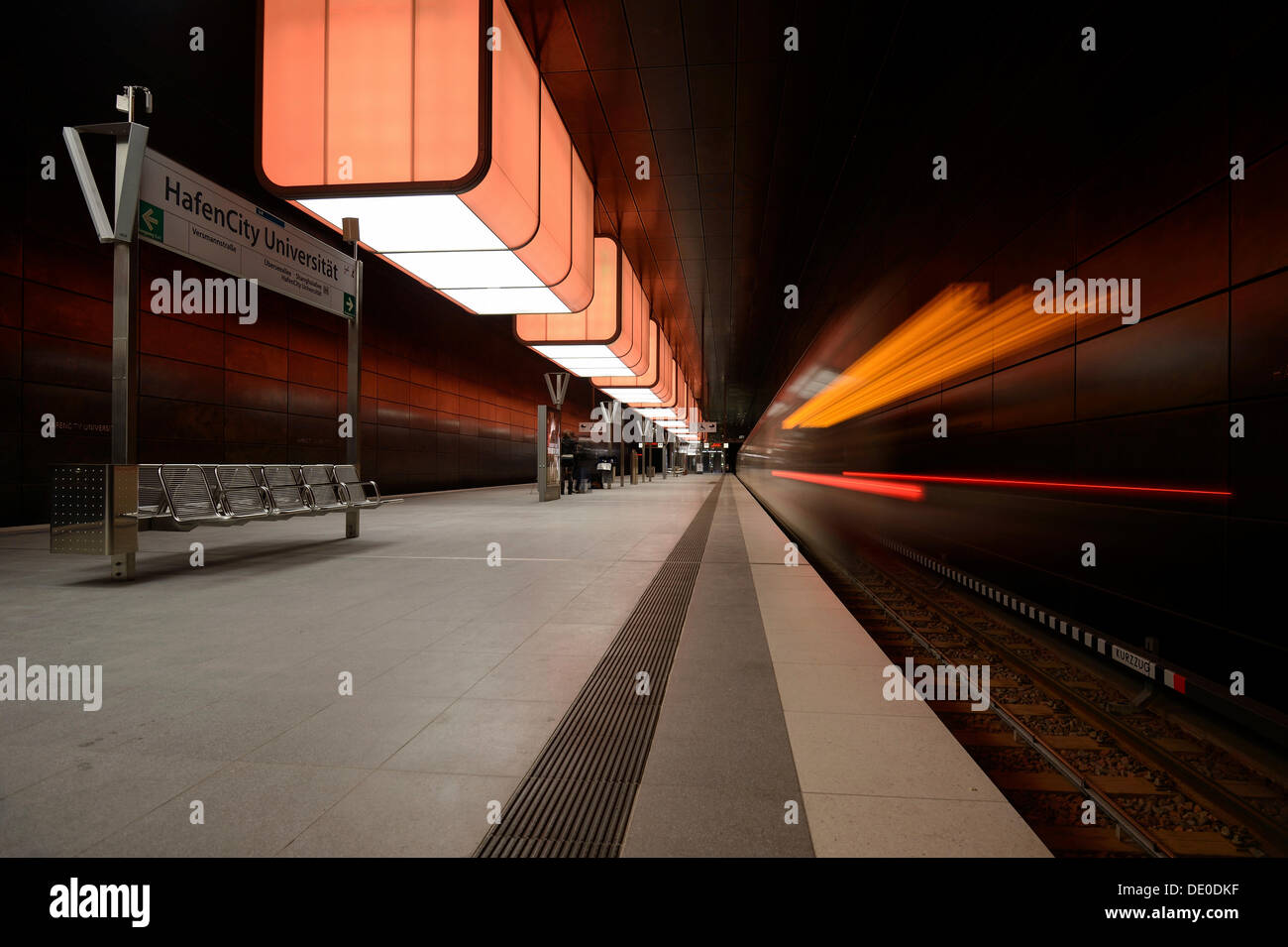 Light installation in the subway station "HafenCity University" of the ...